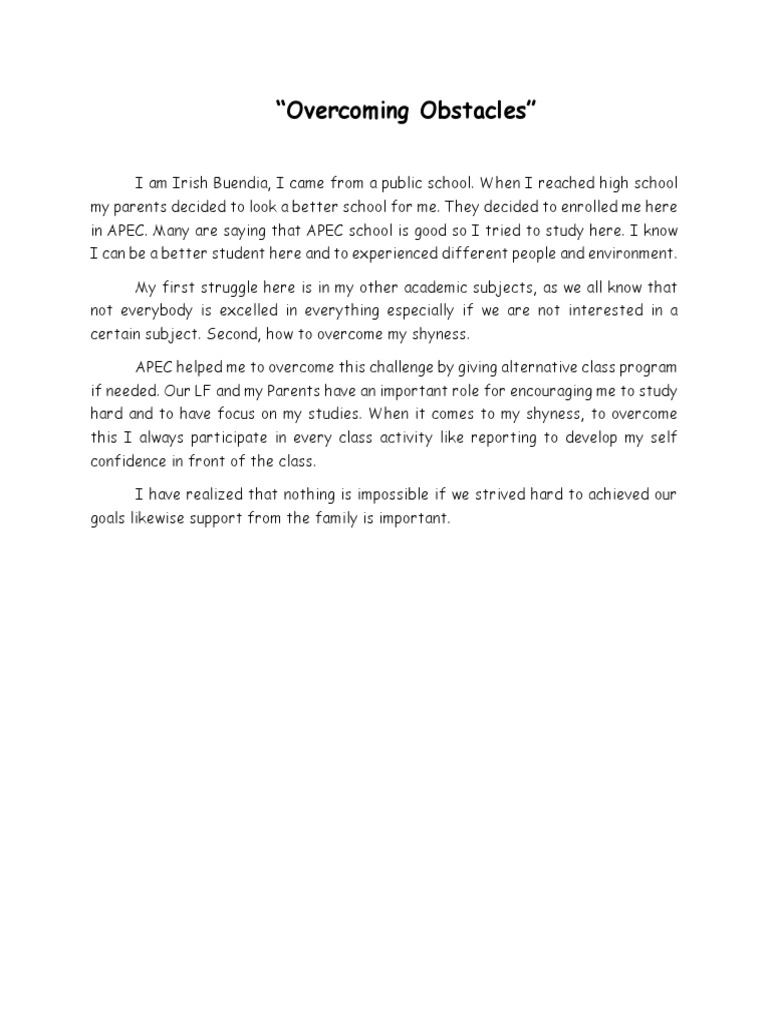 Overcoming Obstacles | PDF