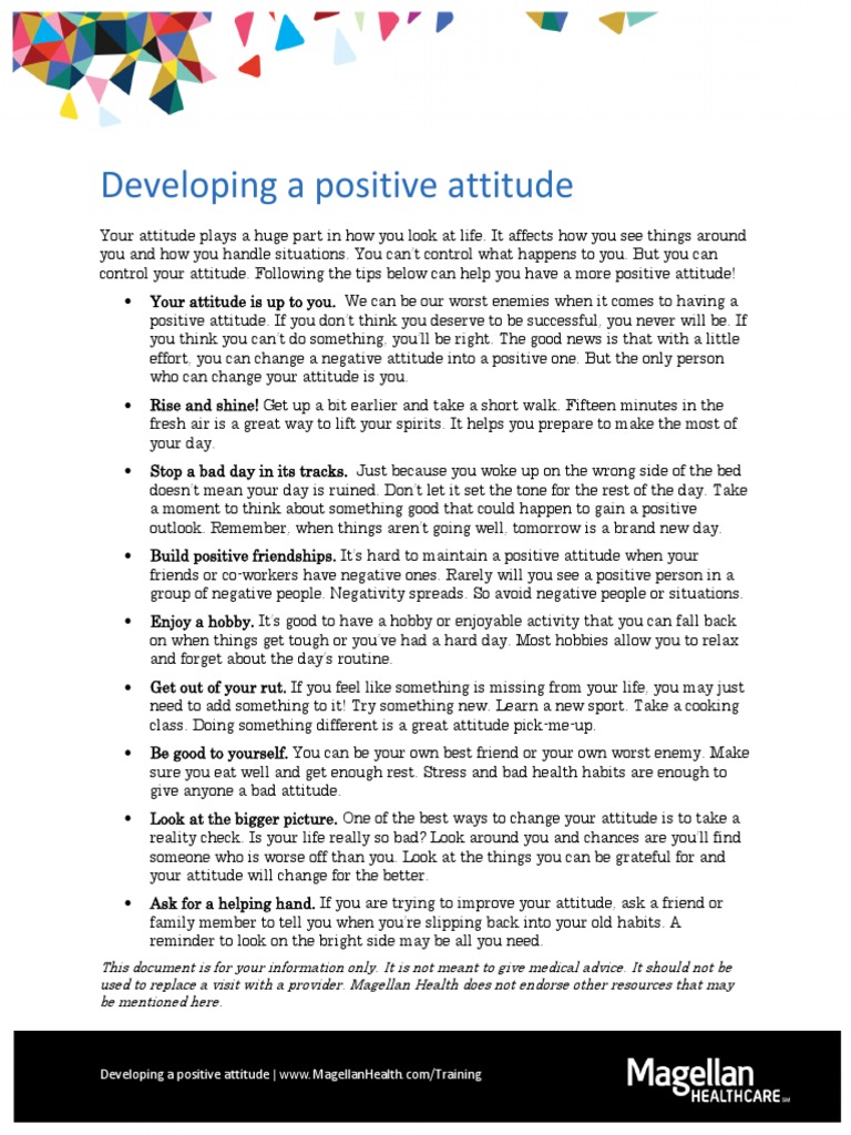 Efw Developing A Positive Attitude PDF | PDF