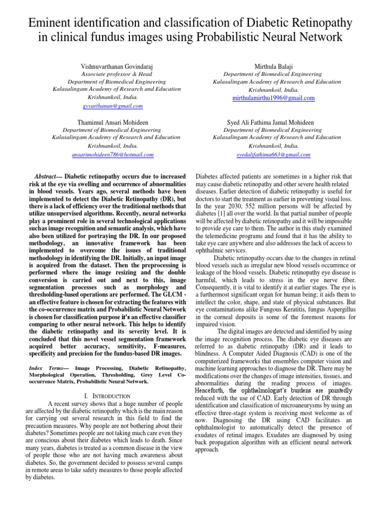 Diabetic Retinopathy Detection | PDF | Image Segmentation | Sensitivity ...