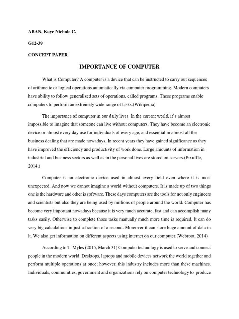 Importance of Computer Concept Paper | PDF | Computer Program | Programming