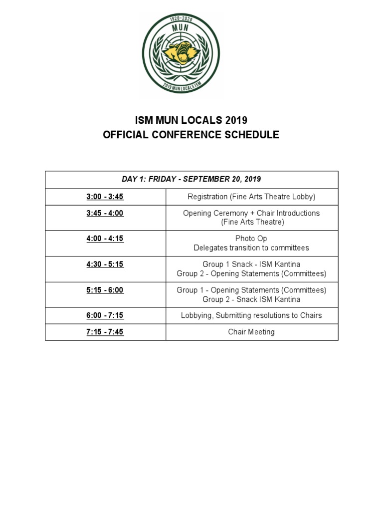 Official Mun Locals Schedule 2 | PDF | Public Sphere | Government