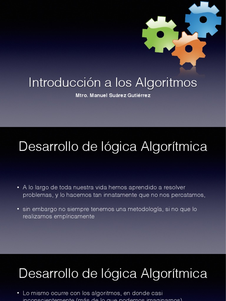 Tema1.Introduccion A Los Algoritmos PDF | PDF | Algoritmos | Lenguaje de programación