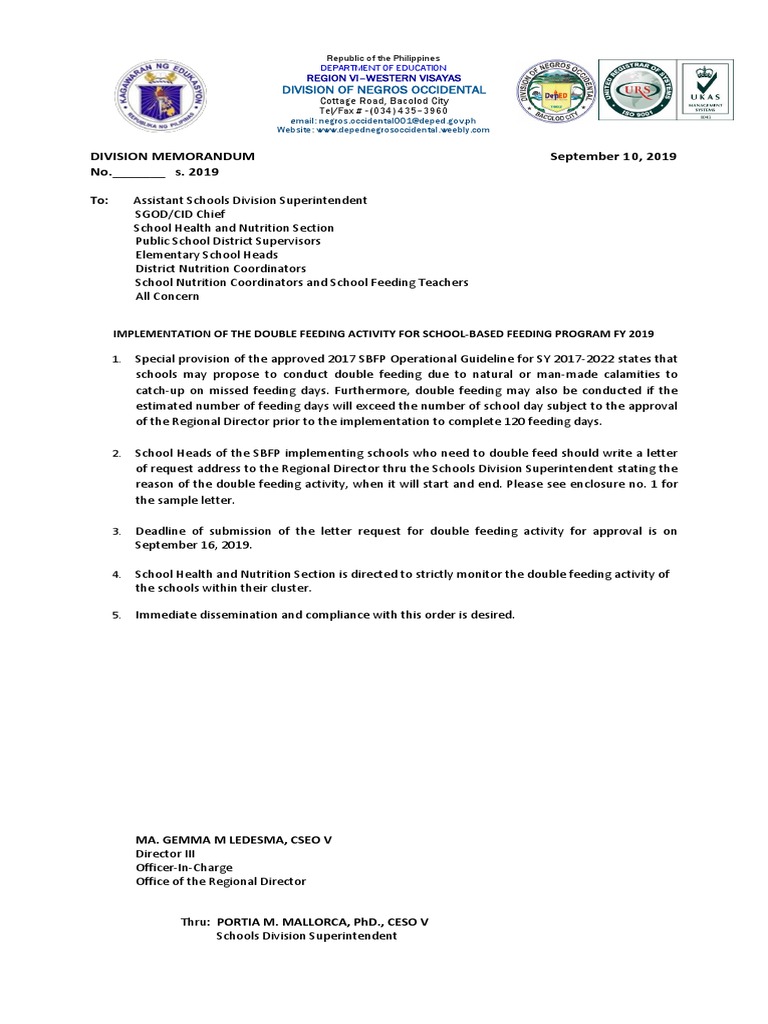 Memo and Letter Double Feed SBFP | PDF | Public Sphere | Government