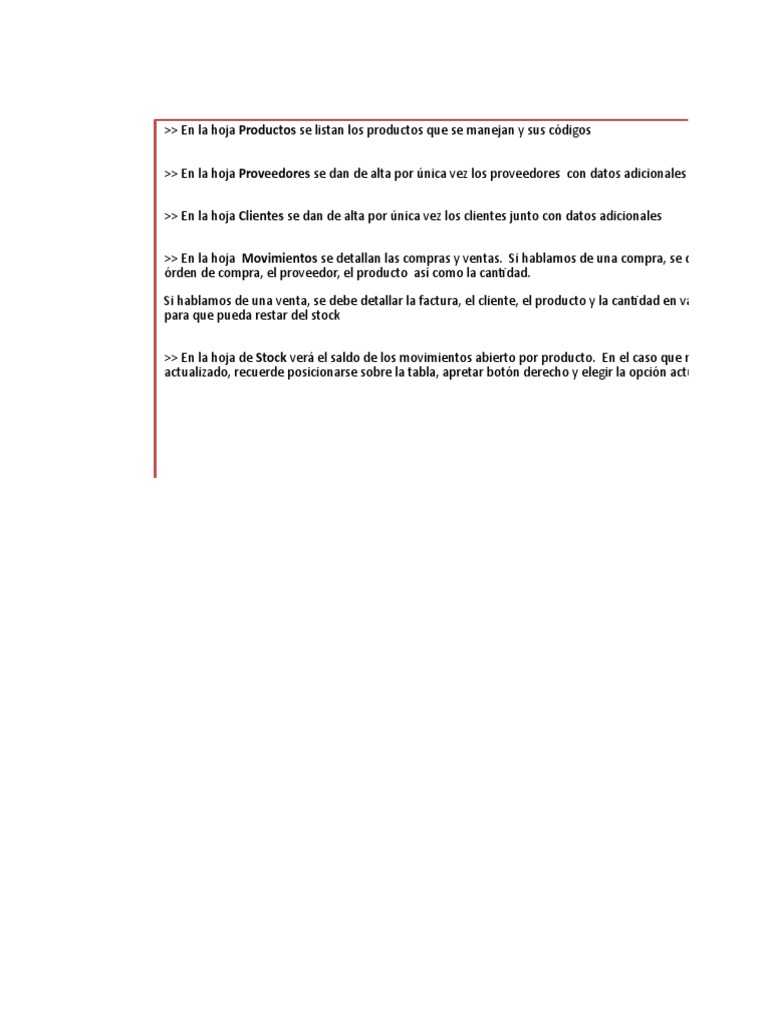 Planilla de Excel para Control de Stocks | PDF | Vehículos de ruedas ...