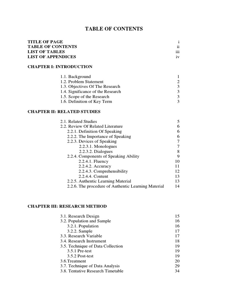 Title of Page List of Tables List of Appendices Chapter I: Introduction ...
