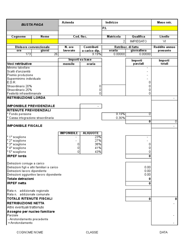 Busta Paga Modello Vuoto23 | PDF