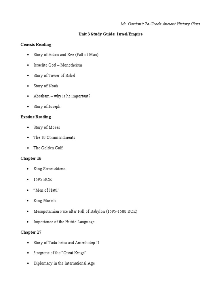7th Grade Ancient History: Israel Study Guide | PDF | Israelites | Babylon