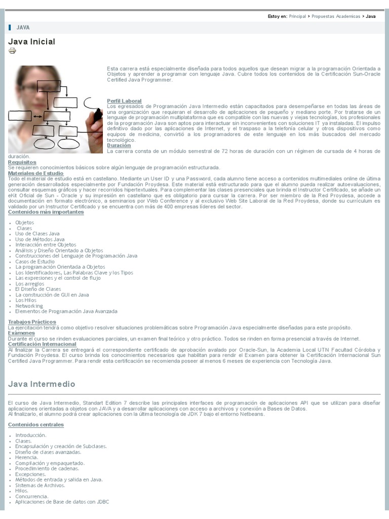 Academia Cisco Oracle UTN Cordoba JAVA Inicial PDF | PDF | Java ... Academia Cisco Oracle UTN Cordoba JAVA Inicial PDF | PDF | Java ...