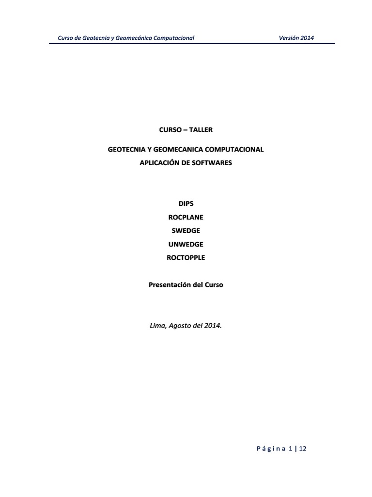 Curso Dips Rocplane Swedge Unwedge Roctopple | PDF | Probabilidad ...