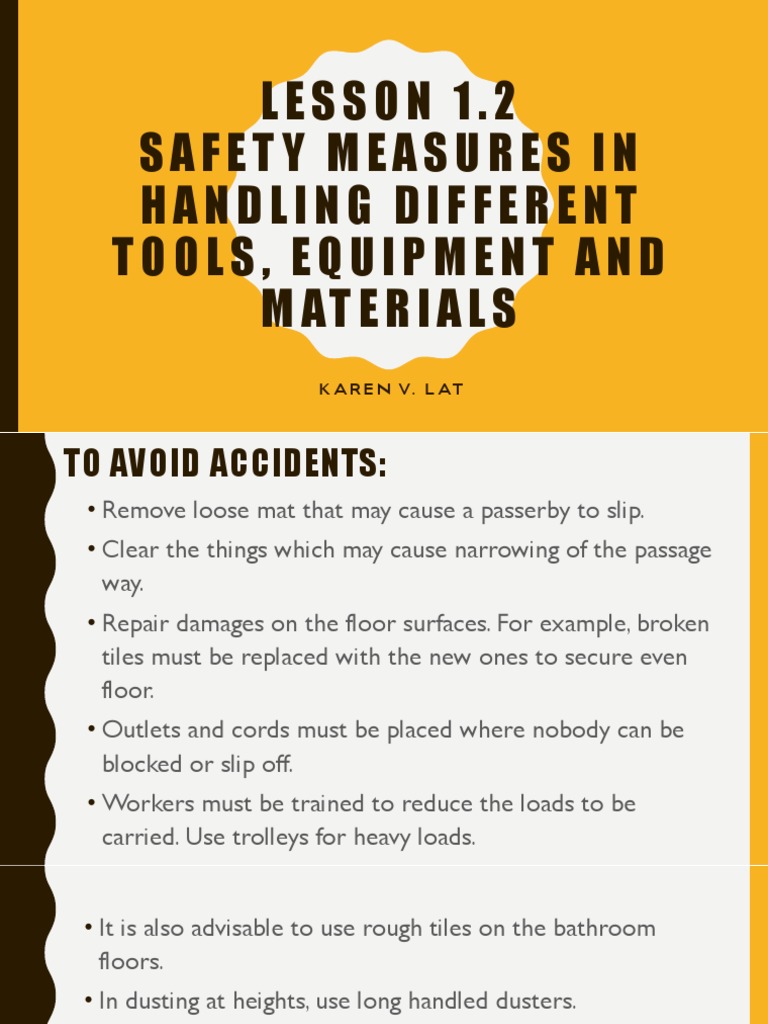 Safety Measures in Handling Different Tools, Equipment and Materials ...