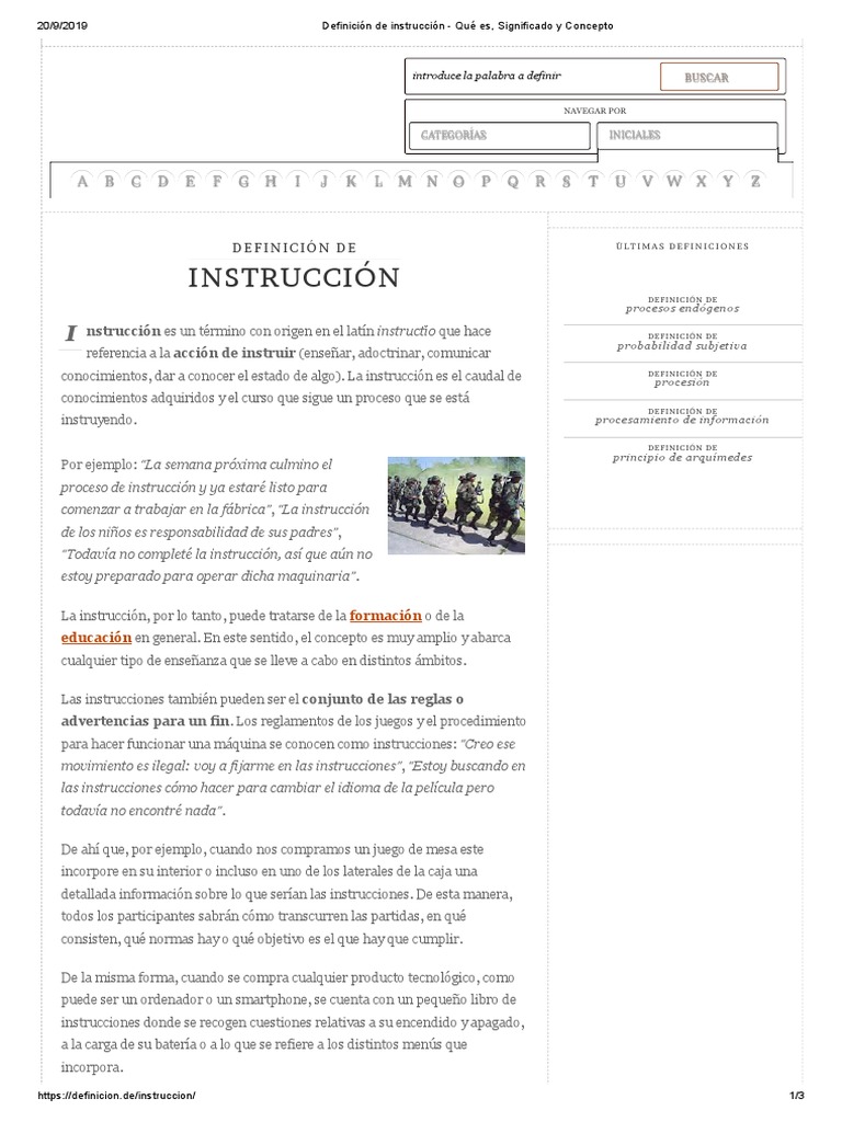 Definición de Instrucción - Qué Es, Significado y Concepto | PDF ...
