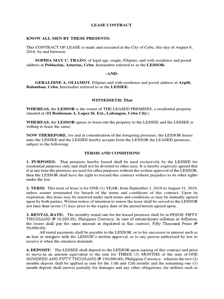 AMENDED Lease Contract (Highlight) | PDF | Lease | Common Law