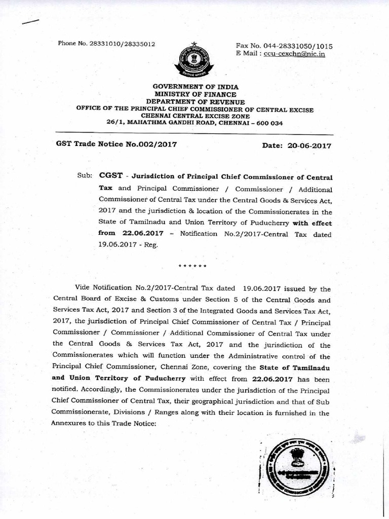 GST Trade Notice No.002.2017 Dt.20.06.2016 | Exclusive Economic Zone ...
