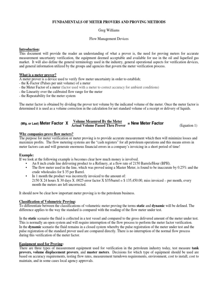 Fundamentals of Meter Provers and Proving Methods | PDF | Flow ...
