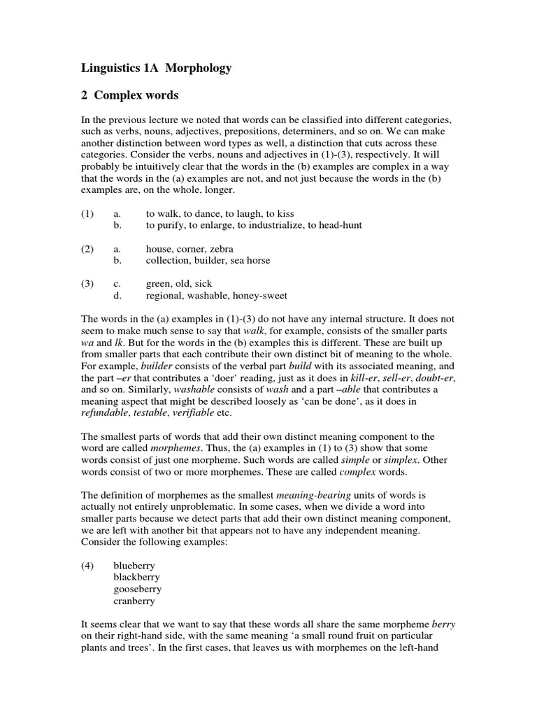 Linguistic Morphology | PDF | Morphology (Linguistics) | Grammatical Number