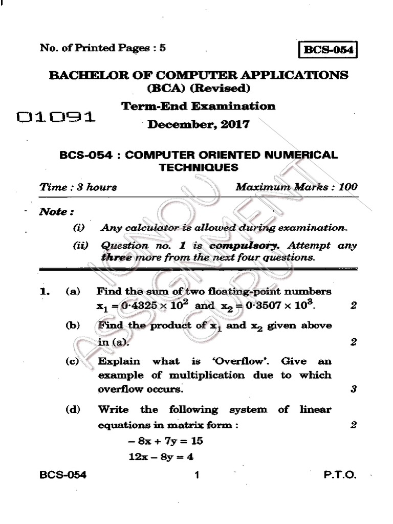 BCS-054 Optimize Compressed | PDF | Finite Difference | Equations