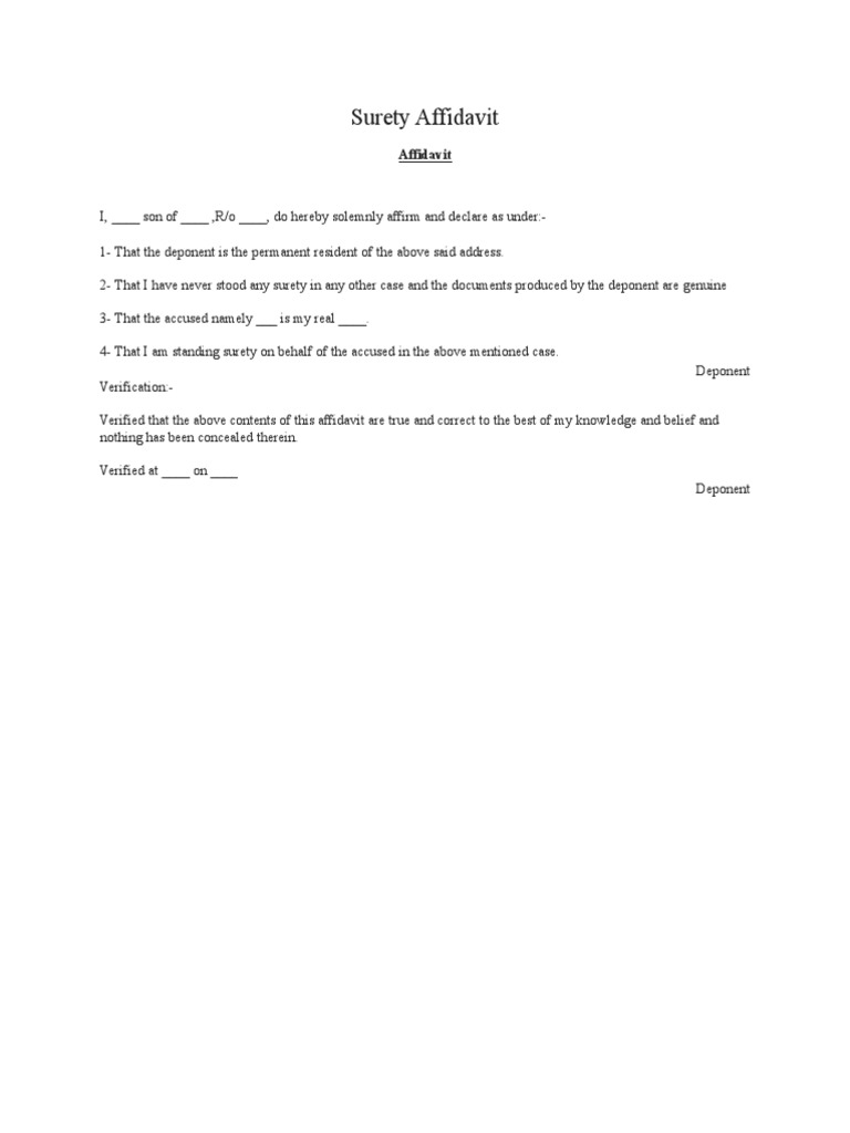Surety Affidavit | PDF | Law