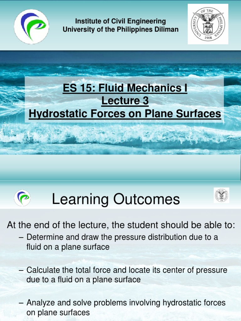 ES 15 Lecture 3 Hydrostatic Forces On Plane Surfaces | PDF | Fluid ...