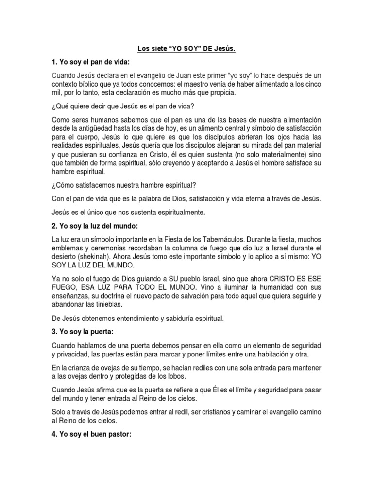 Los 7 "Yo Soy" de Jesús en Juan | PDF | La resurrección de Jesús ...