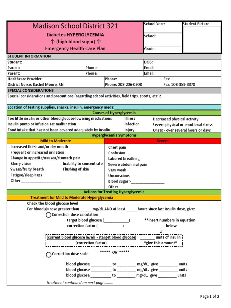 Diabetes Hyperglycemia Emergency Care Plan | PDF | Hyperglycemia ...