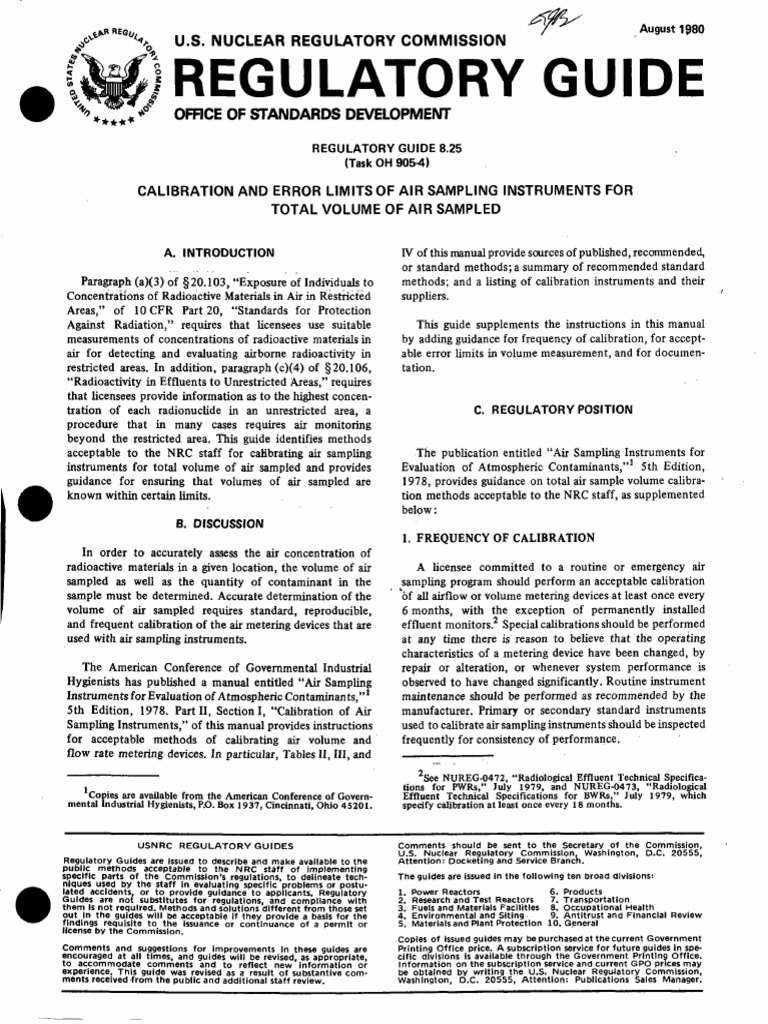 Regulatory Guide:, OP Office of Standards Development | PDF ...