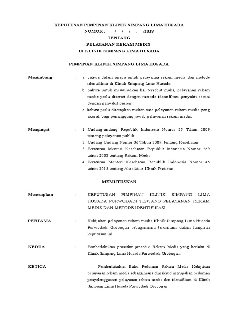 Master SK Klinik Simpang Lima Baru | PDF