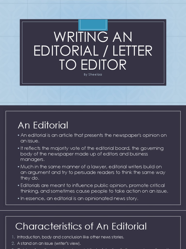 Writing An Editorial at Letter To Editor | PDF | Self-Improvement ...