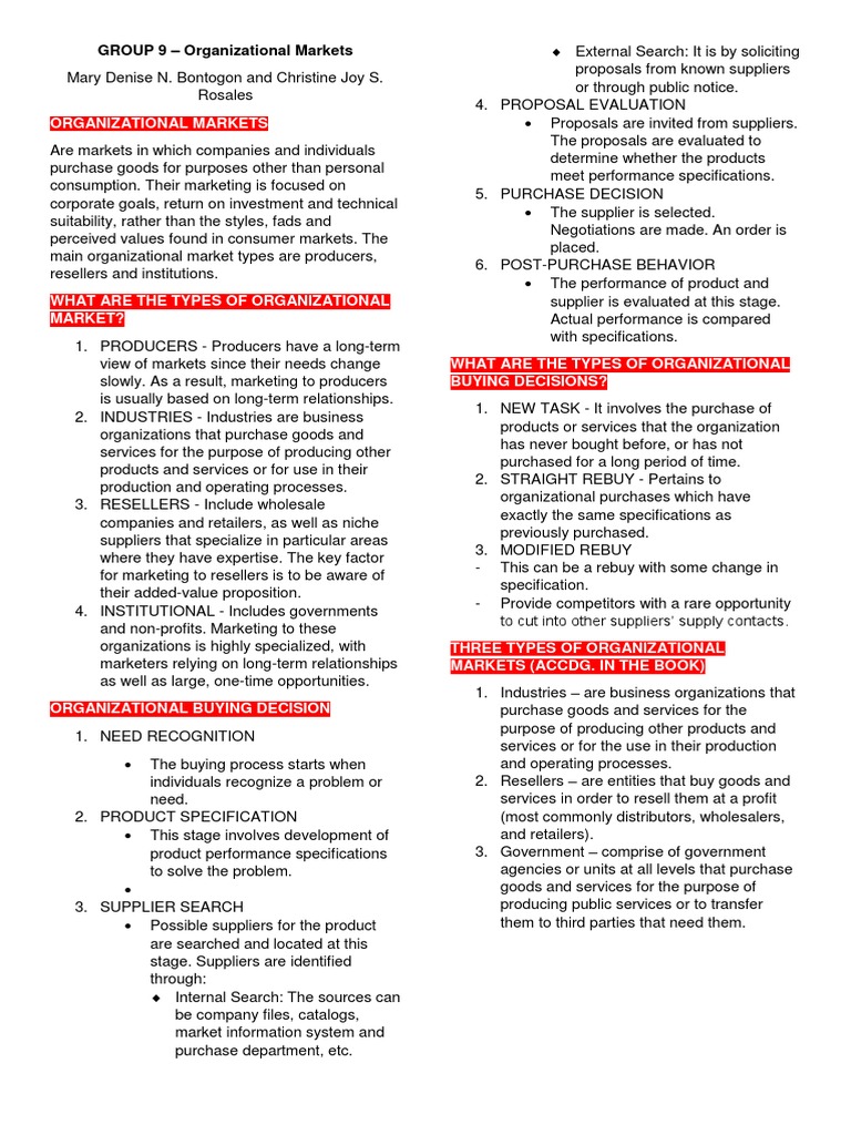 Group 9 Organizational Market | Download Free PDF | Market Segmentation ...