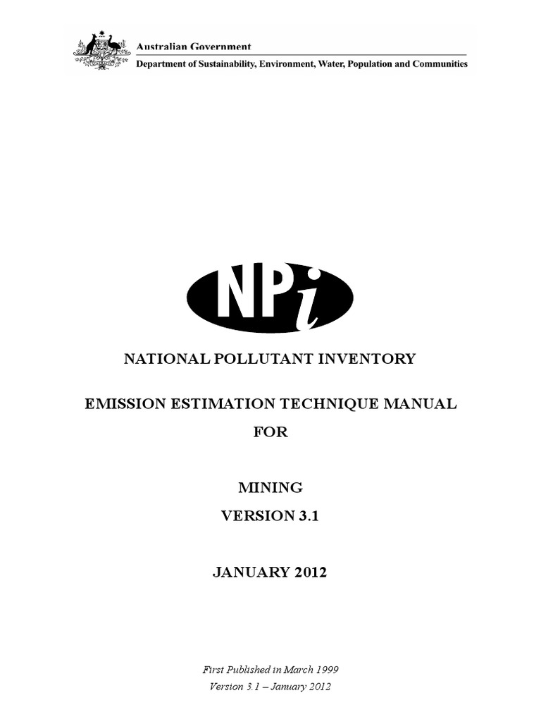 National Pollutant Inventory Emission Estimation Technique Manual FOR ...