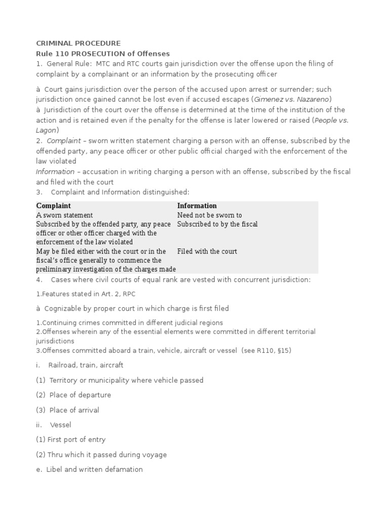 Criminal Procedure Notes | Download Free PDF | Plea | Bail