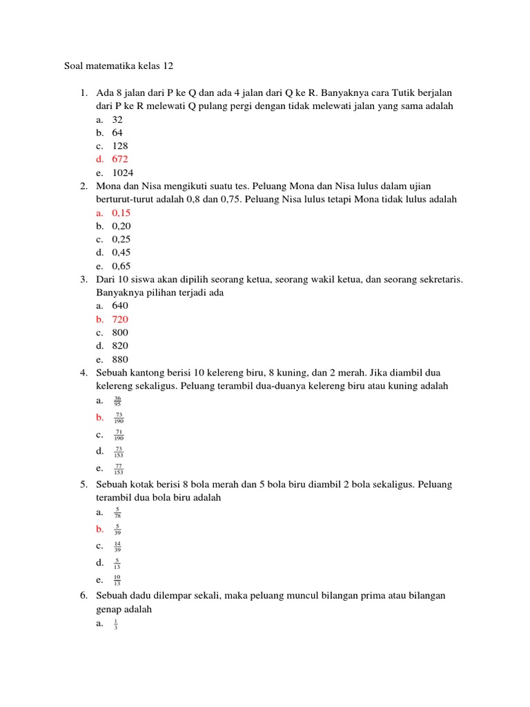 Soal Matematika Kelas 12 | PDF