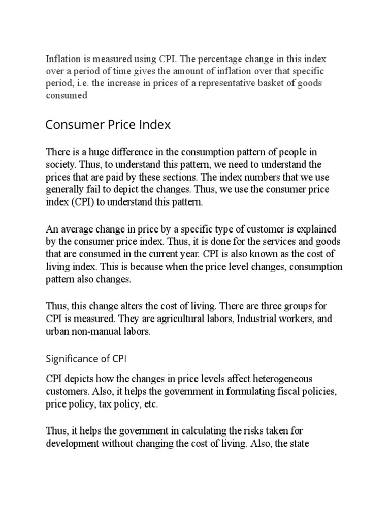 Consumer Price Index: Significance of CPI | PDF | Price Indices ...