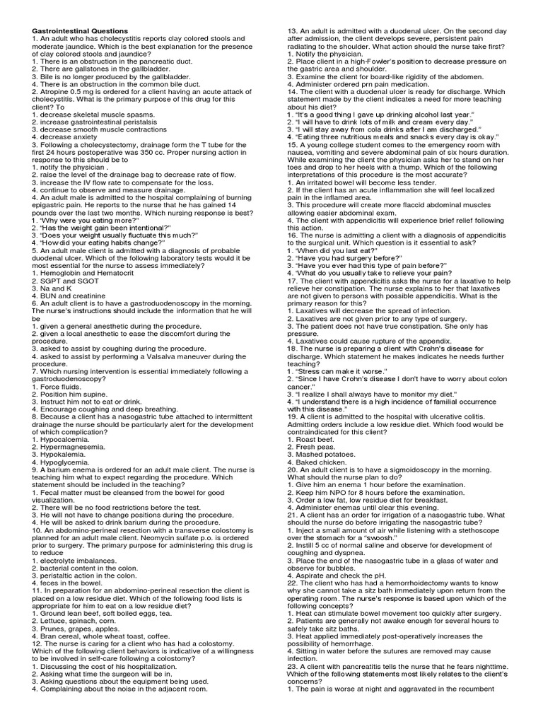 GI Answer Key Part 1 | Download Free PDF | Digestive System ...