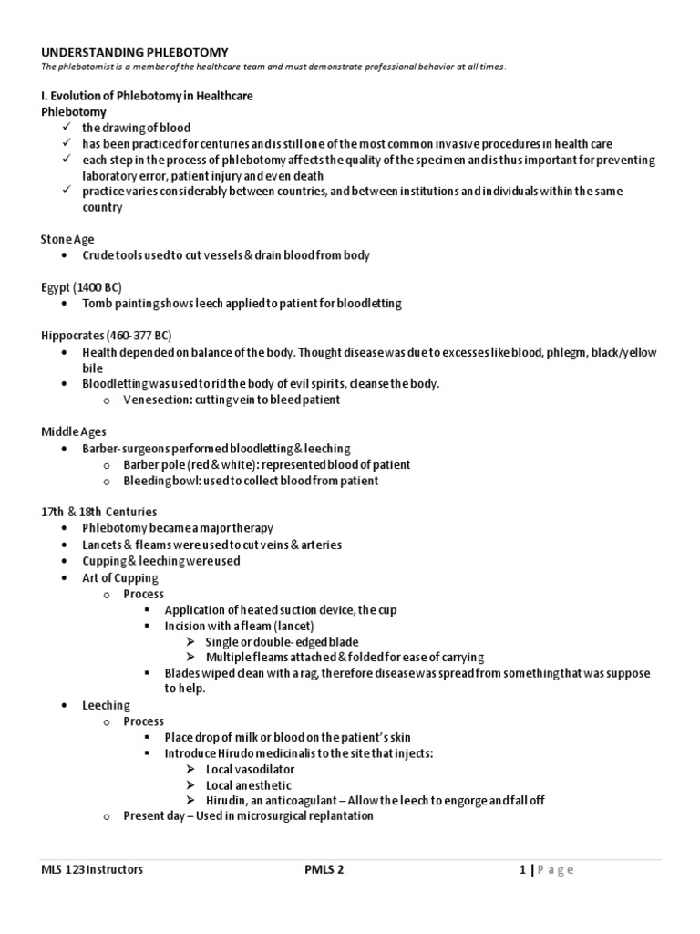 1 Understanding Phlebotomy | PDF | Health Care | Medicine 1 Understanding Phlebotomy | PDF | Health Care | Medicine