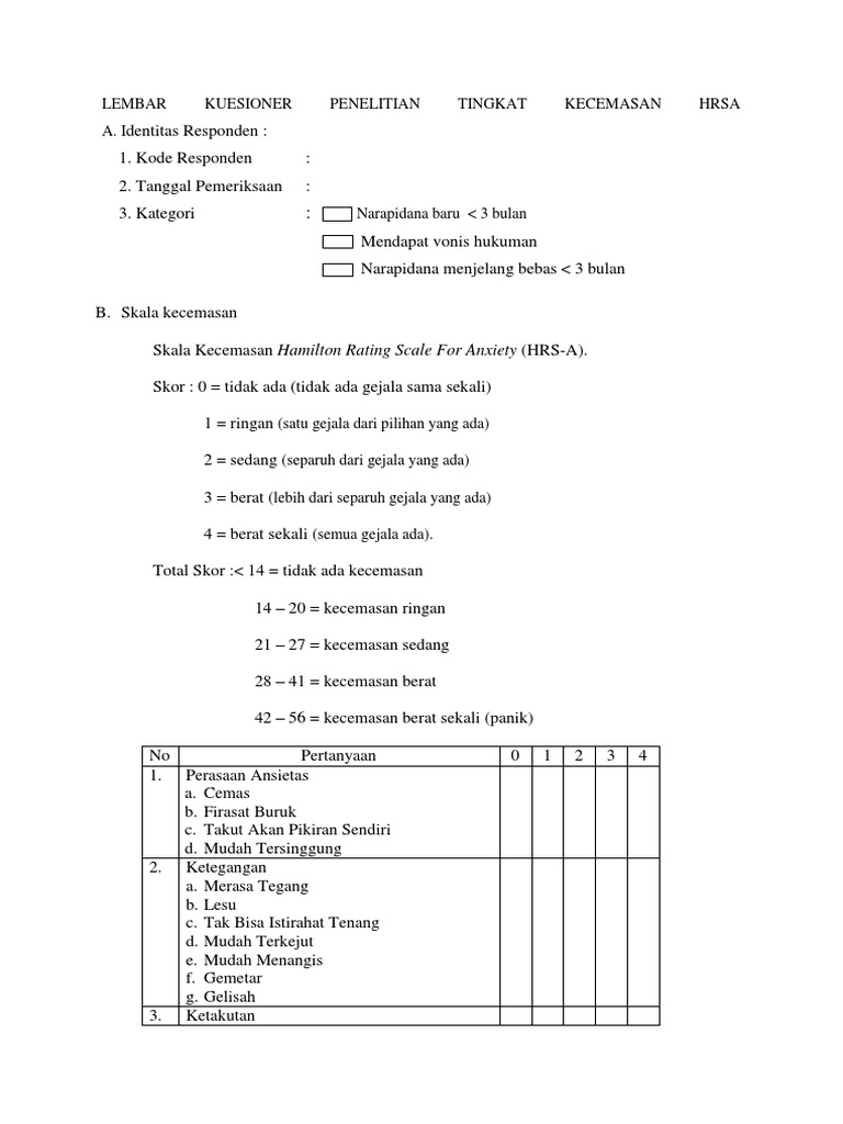 Lampiran 4 Kuisioner Skala Kecemasan Pdf