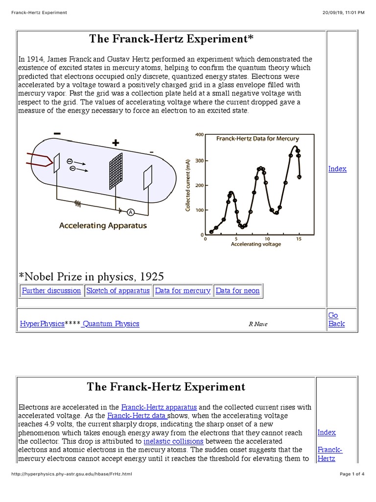 Franck-Hertz Experiment PDF | PDF | Materials Science | Physical Sciences