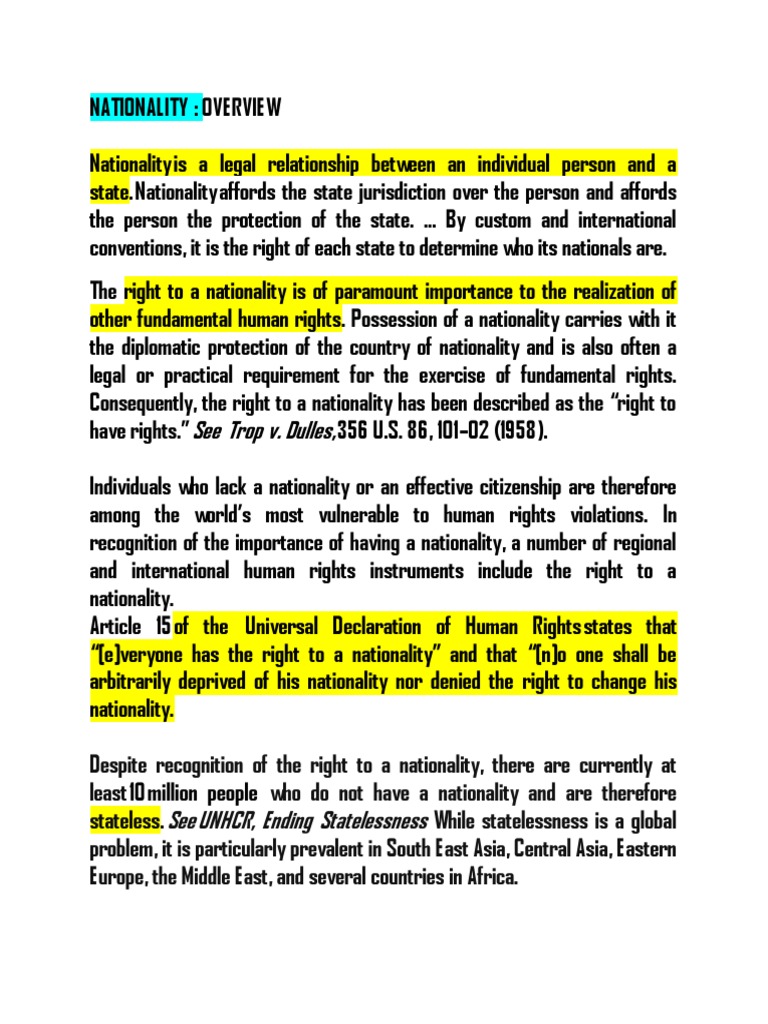Rights to Nationality Explained | PDF | Nationality | Naturalization