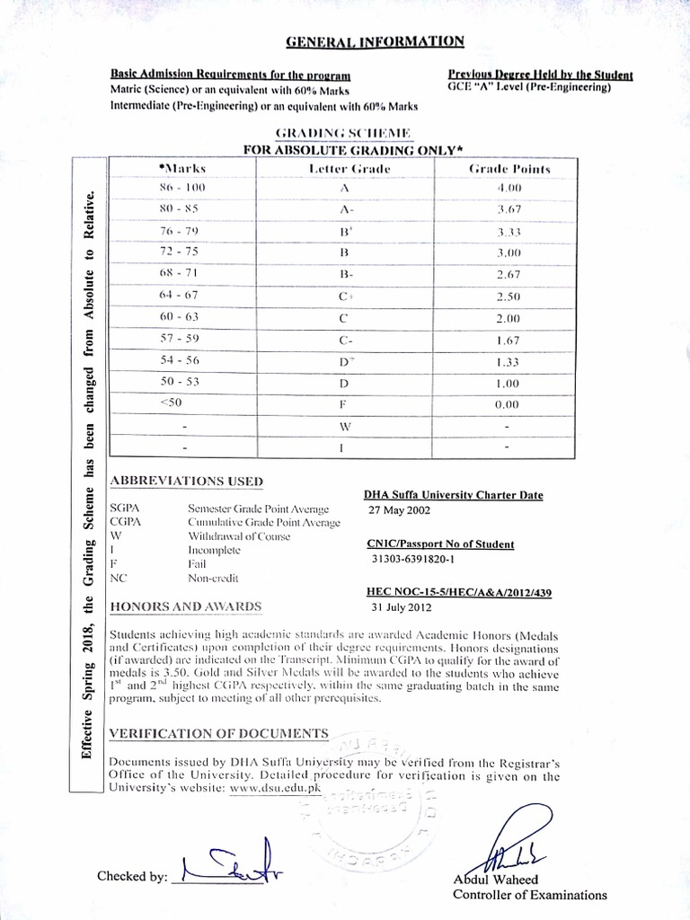 DSU Grading Scheme | PDF
