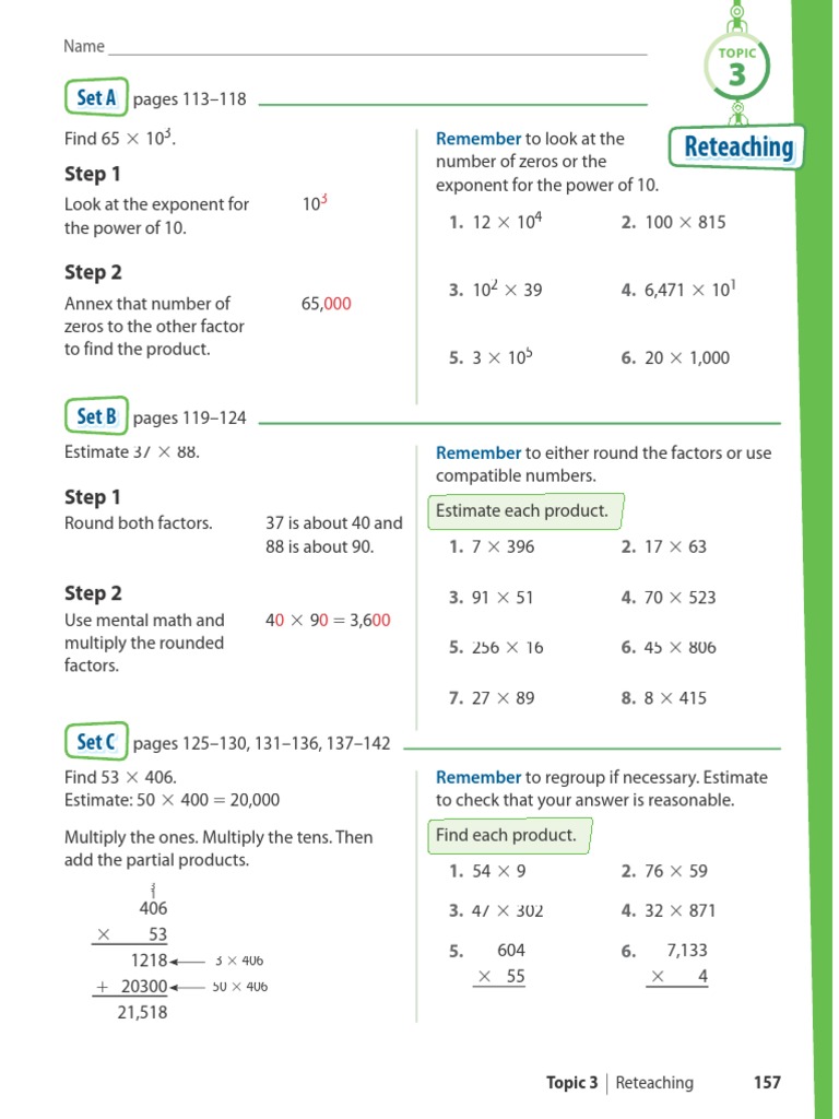 Topic 3 Reteaching Pages | PDF | Teaching Mathematics