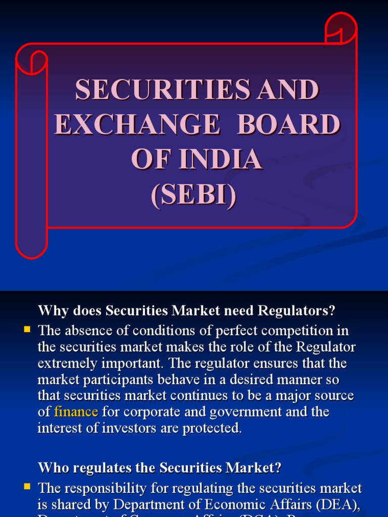 Securities and Exchange Board of India (SEBI) | PDF | Securities ...