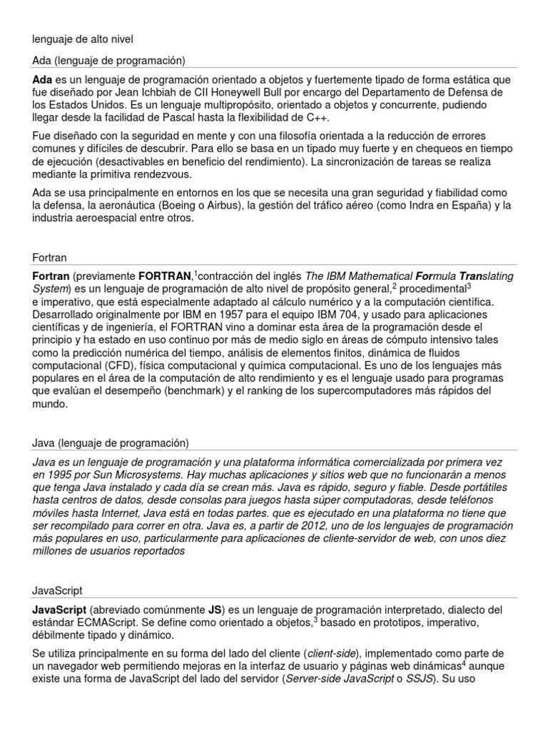 Lenguaje de Alto Nivel | PDF | Python (lenguaje de programación) | Java ...