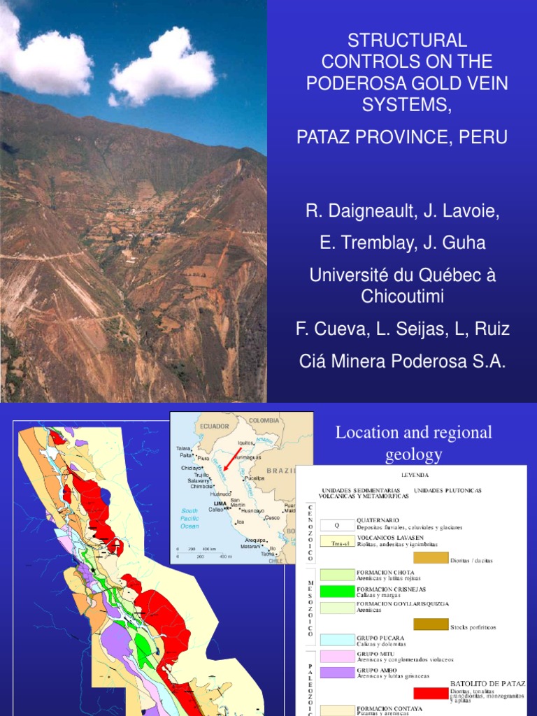 Structural Controls On The Poderosa Gold Vein Systems, Pataz Province ...