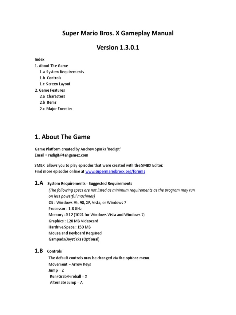 Super Mario Bros. X Gameplay Manual: Index | PDF | Mario | Microsoft ...