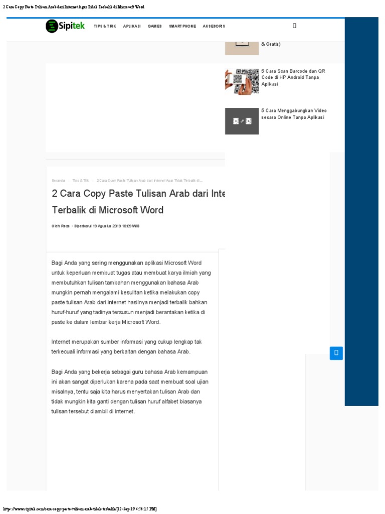 Cara Copy Paste Tulisan Arab Dari Internet Agar Tidak Terbalik Di Ms ...
