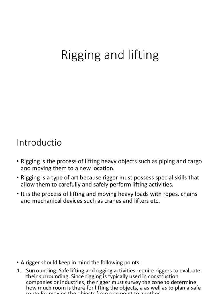Rigging and Lifting | PDF | Crane (Machine) | Elevator