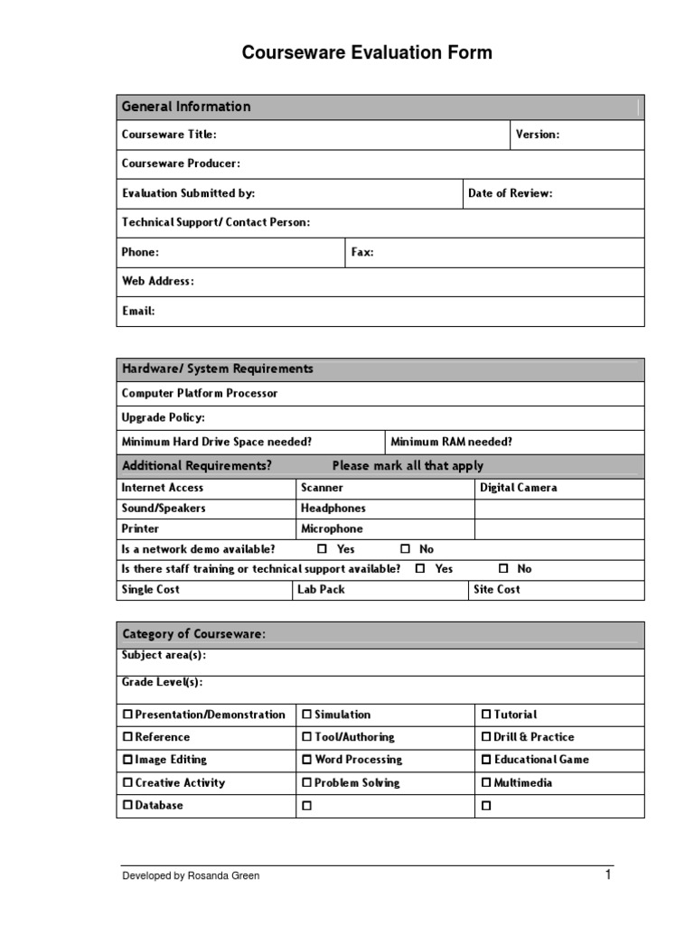 Courseware Evaluation Form: General Information | PDF | Competence ... Courseware Evaluation Form: General Information | PDF | Competence ...