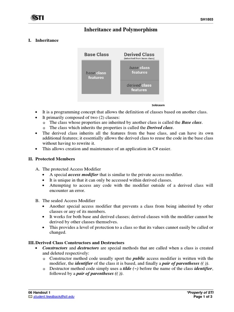 Inheritance And Polymorphism Pdf Class Computer Programming 1186