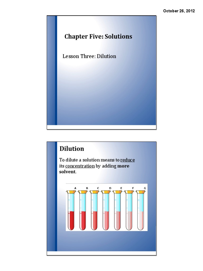Chapter Five: Solutions: Lesson Three: Dilution | PDF | Concentration ...