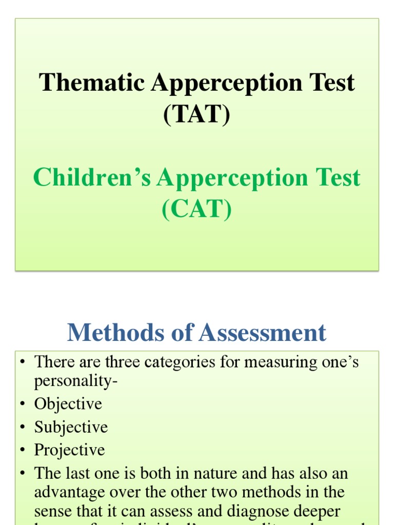 Thematic Apperception Test (TAT) | PDF | Neuropsychological Assessment ...
