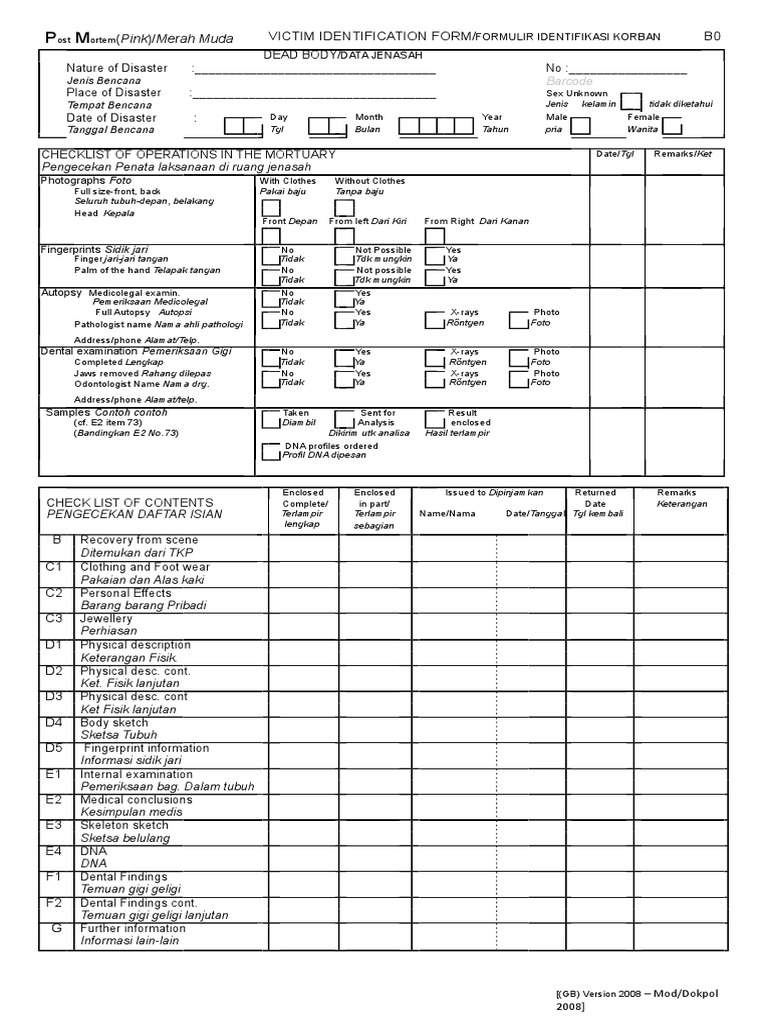 Formulir Post Mortem Dvi (Pink) | PDF